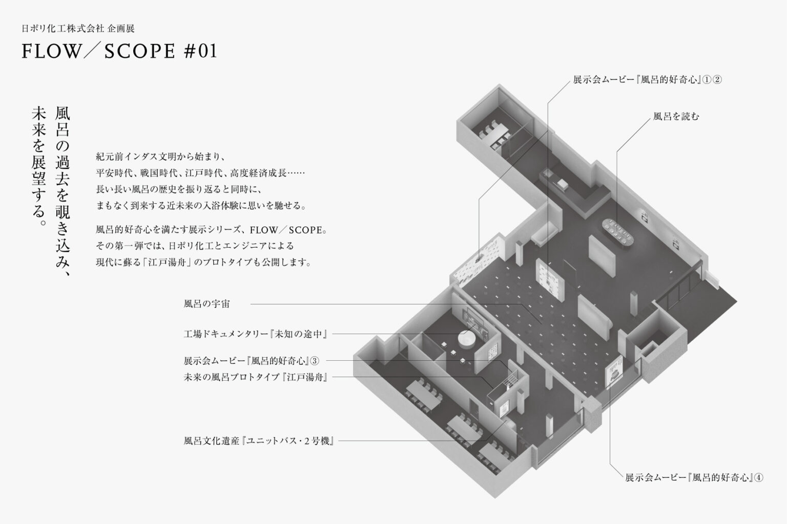 風呂文化の過去と未来を見つめて 日ポリ化工「FLOW/SCOPE」展、THE FLOWで開催 | AXIS Web | デザインの視点で、人間の可能性や創造性を伝えるメディア
